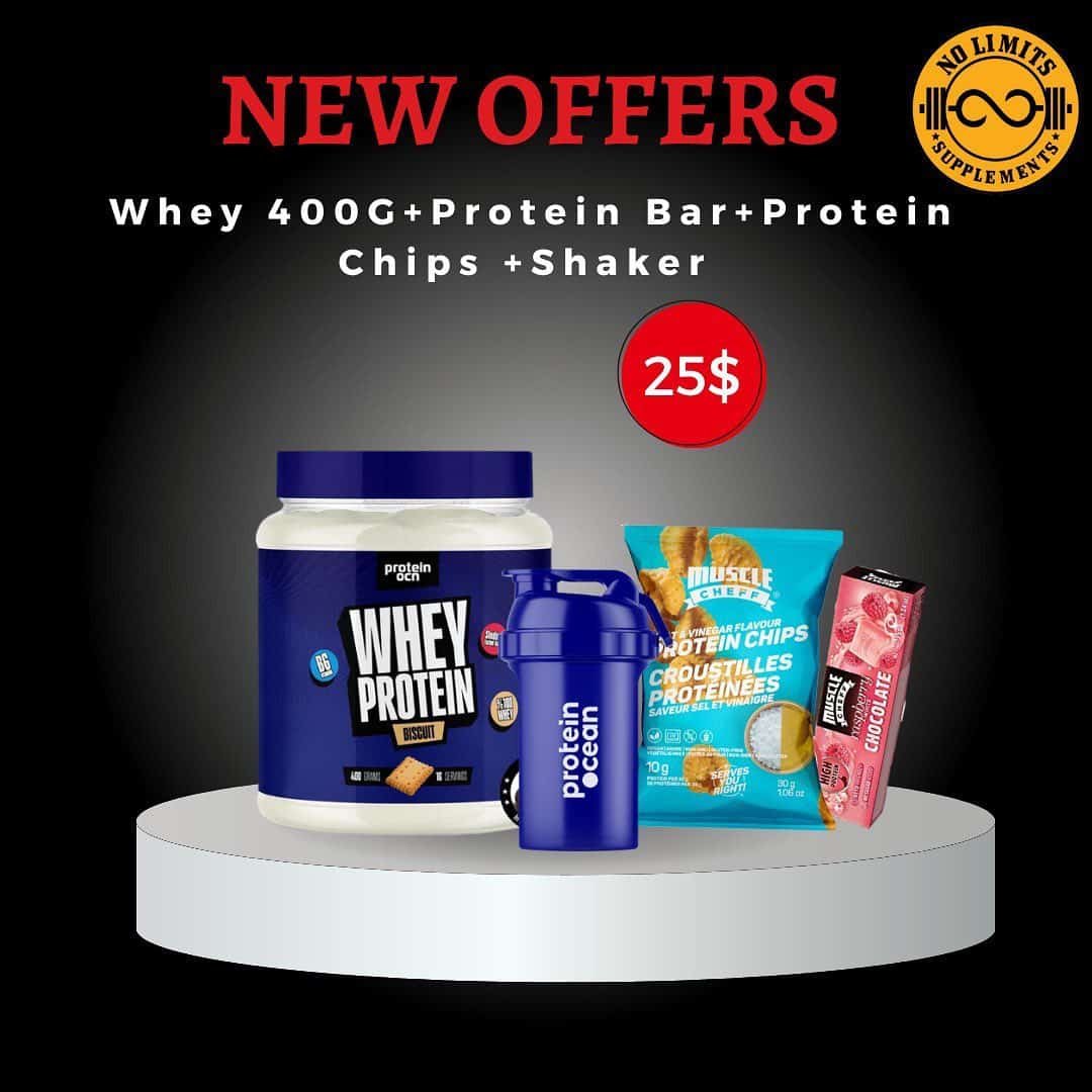 Whey 400G + Protein Bar + Protein Chips + Shaker – No Limits Supplements